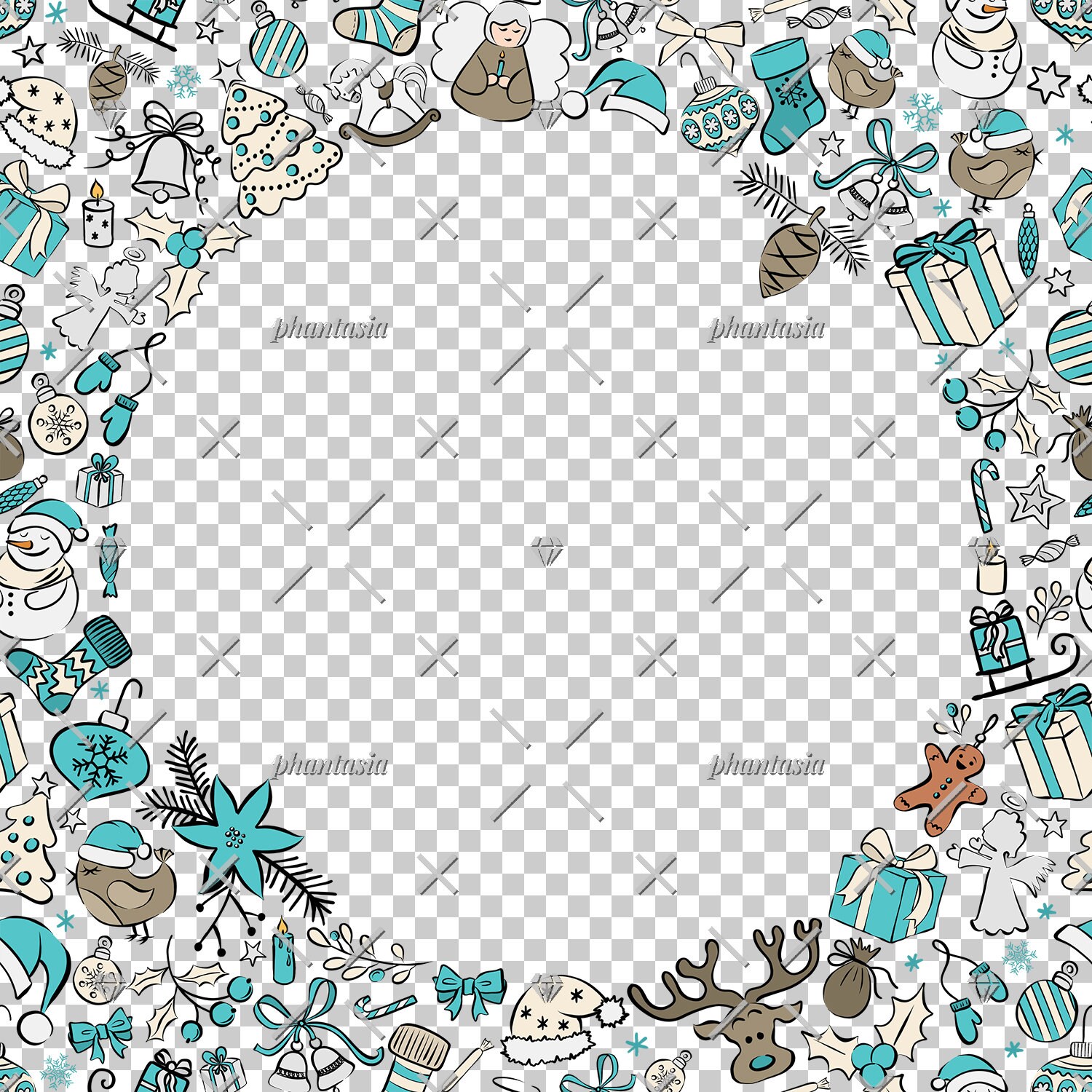 Christmas Doodle Overlays, Transparent Overlays, Winter Doodle Pattern ...