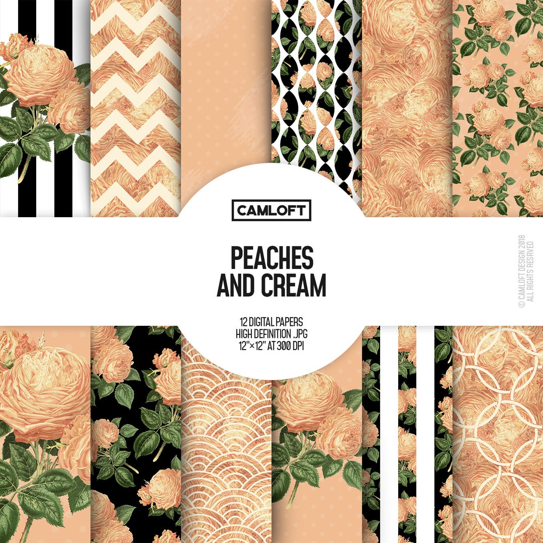 Watercolor Floral Digital Papers Peaches and Cream Beige - Etsy