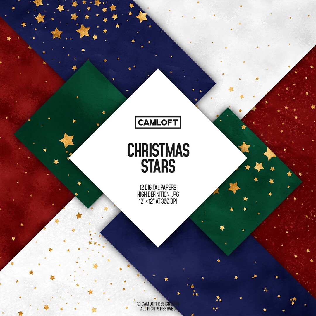Christmas Stars Digital Papers, Seamless Stars, Stars Pattern ...