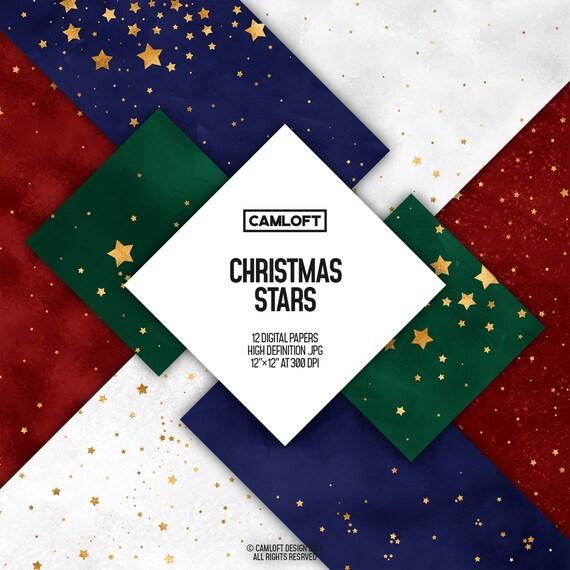 Christmas Stars Digital Papers Seamless Stars Stars Pattern | Etsy