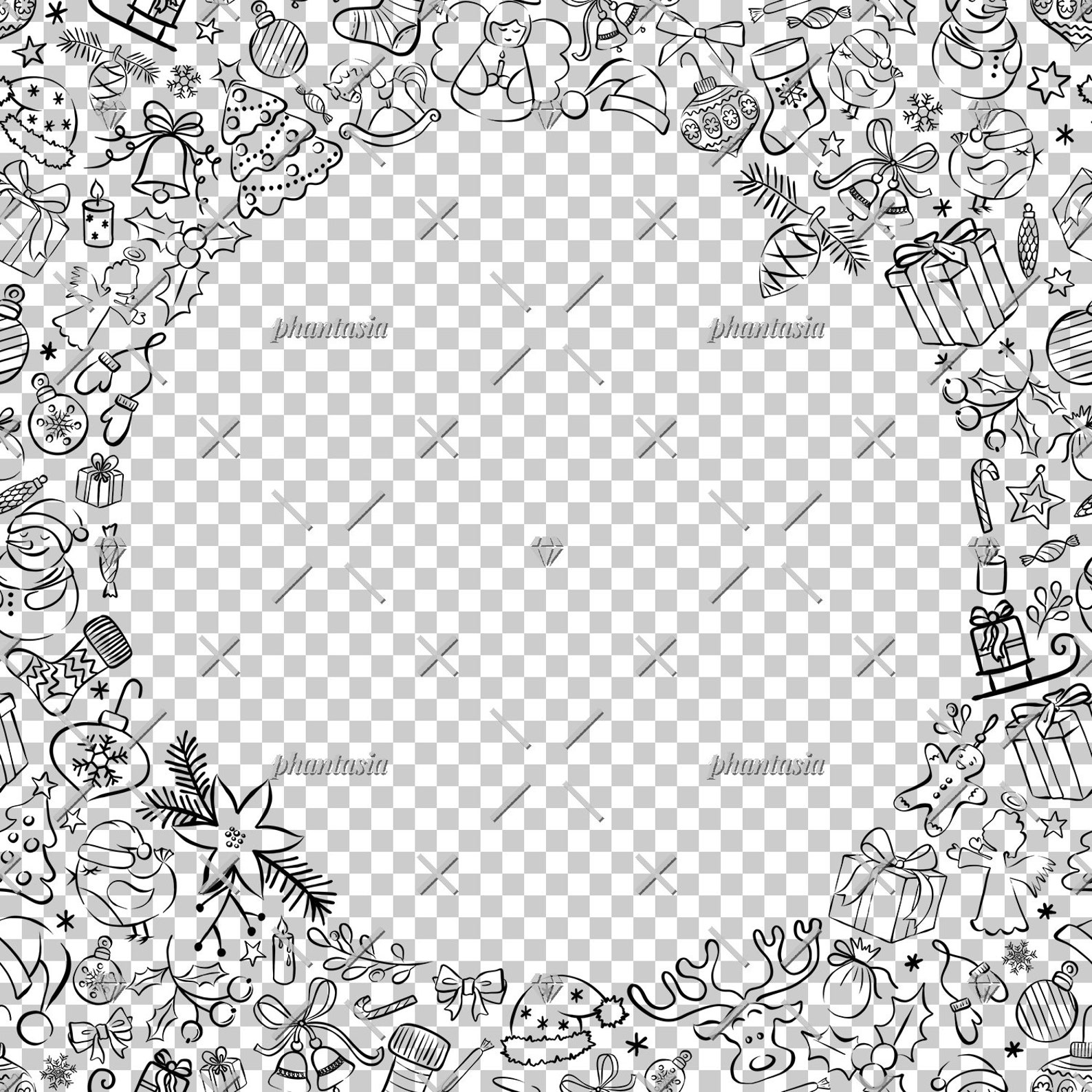 Christmas Doodle Overlays, Transparent Overlays, Winter Doodle Pattern ...