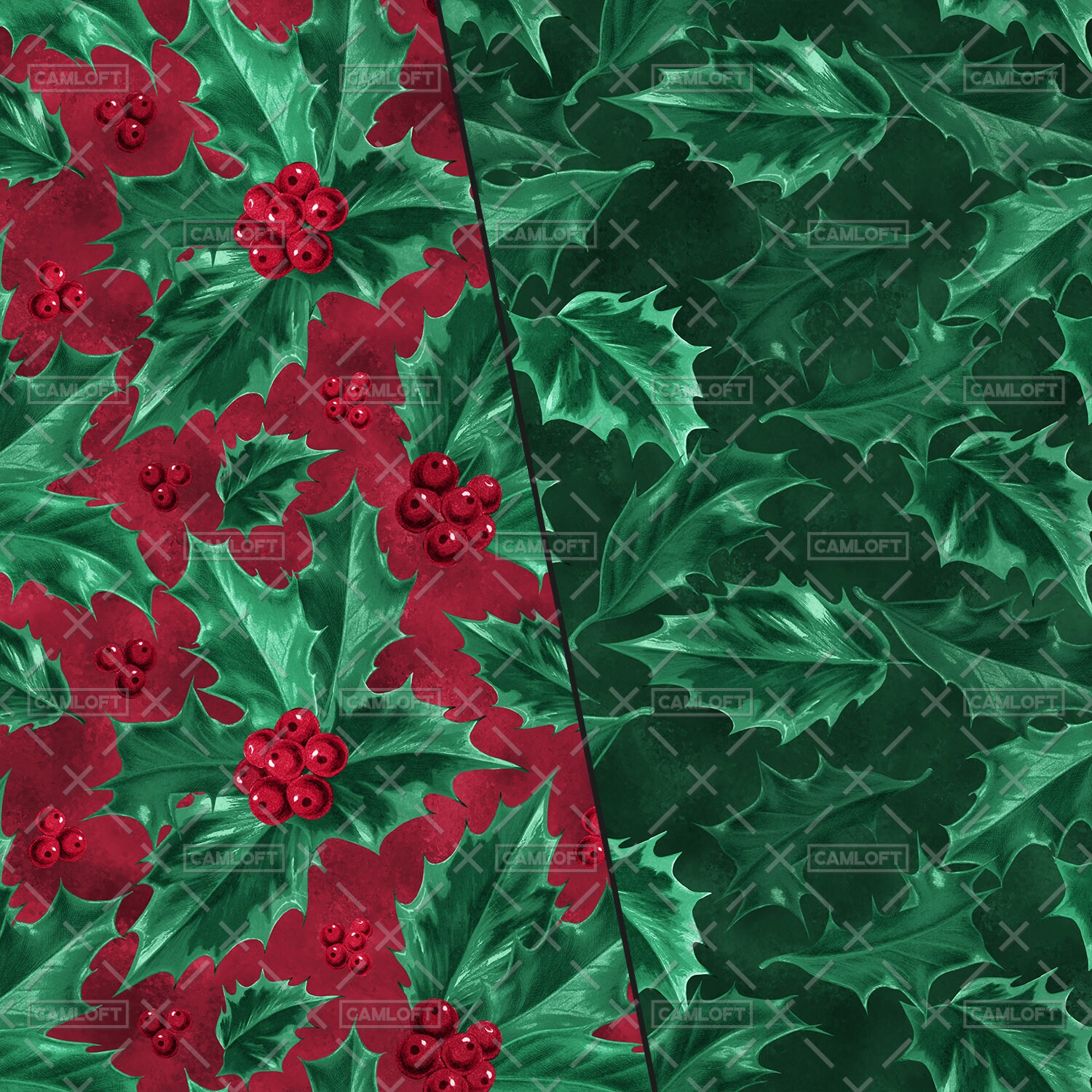 Holly Digital Papers, Holly Patterns, Christmas Pattern, Floral ...