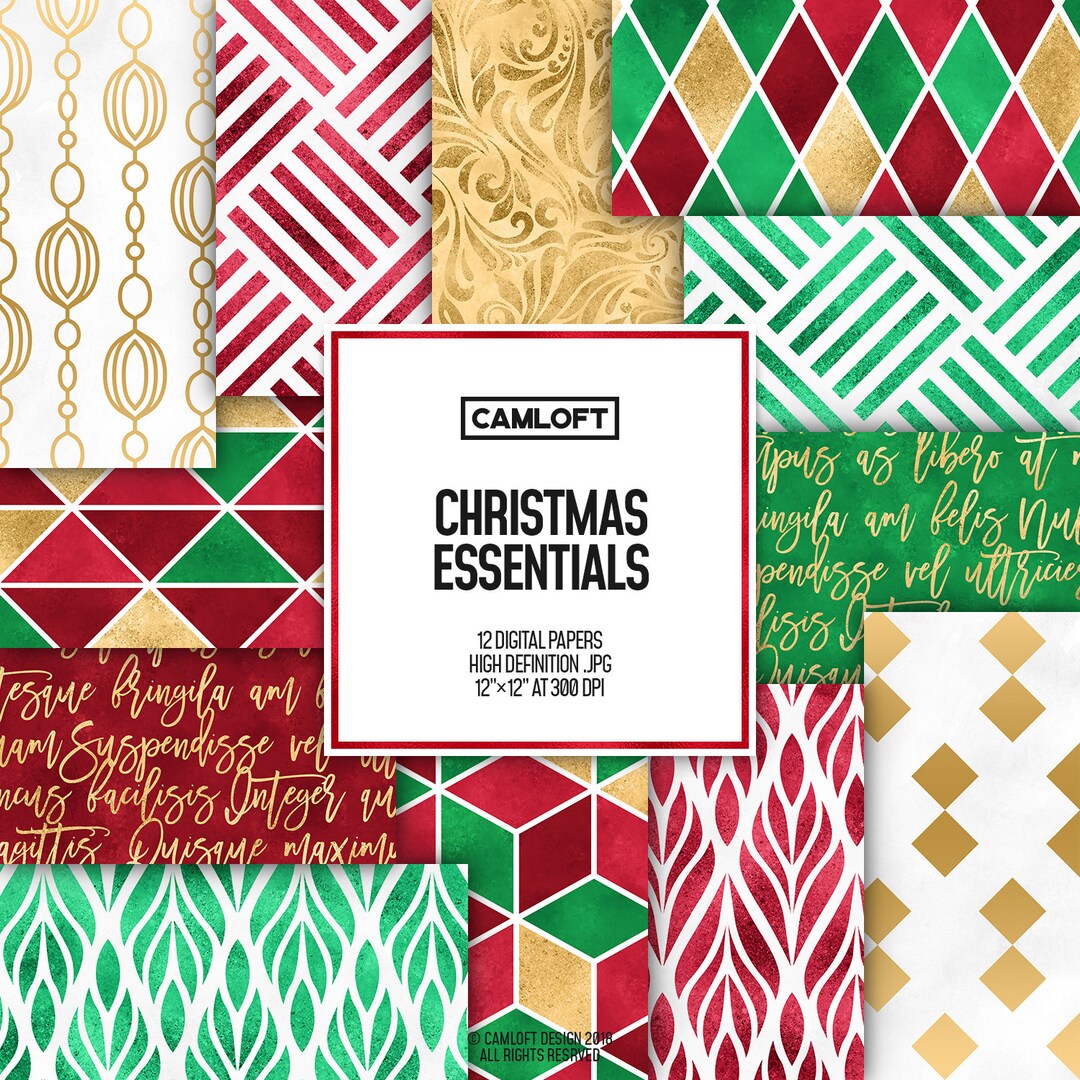 Christmas Digital Papers, Holiday Patterns, Winter Seamless, Christmas ...