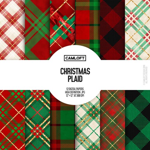 Christmas Plaid Digital Paper Seamless Digital Paper - Etsy