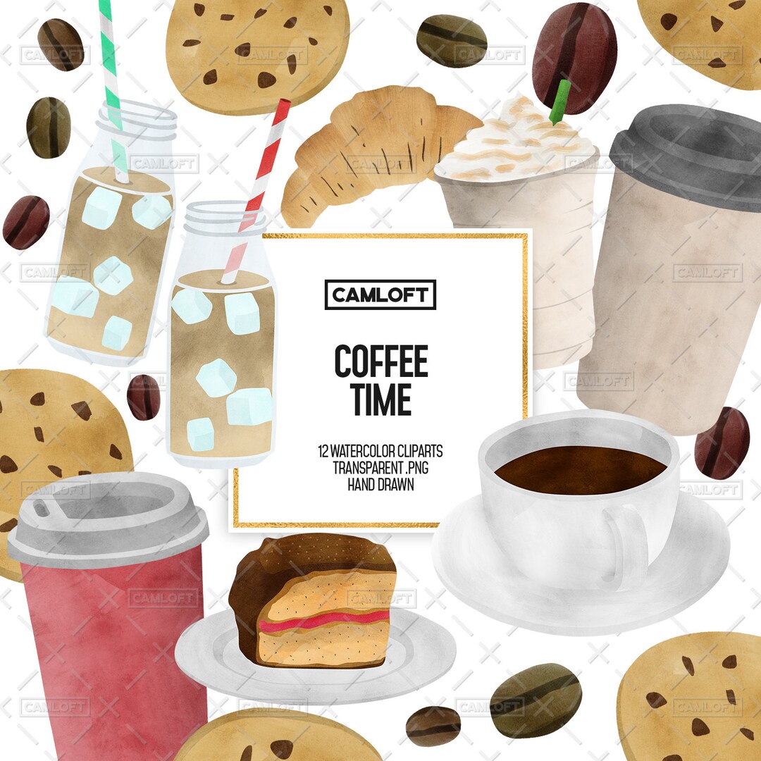 Coffee Watercolor Cliparts, Coffee Clipart, Planner Clip Art, Coffee ...