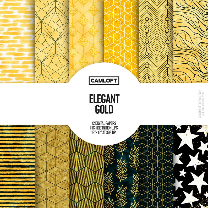 Elegant Gold Digital Papers Gold Patterns Gold Seamless - Etsy
