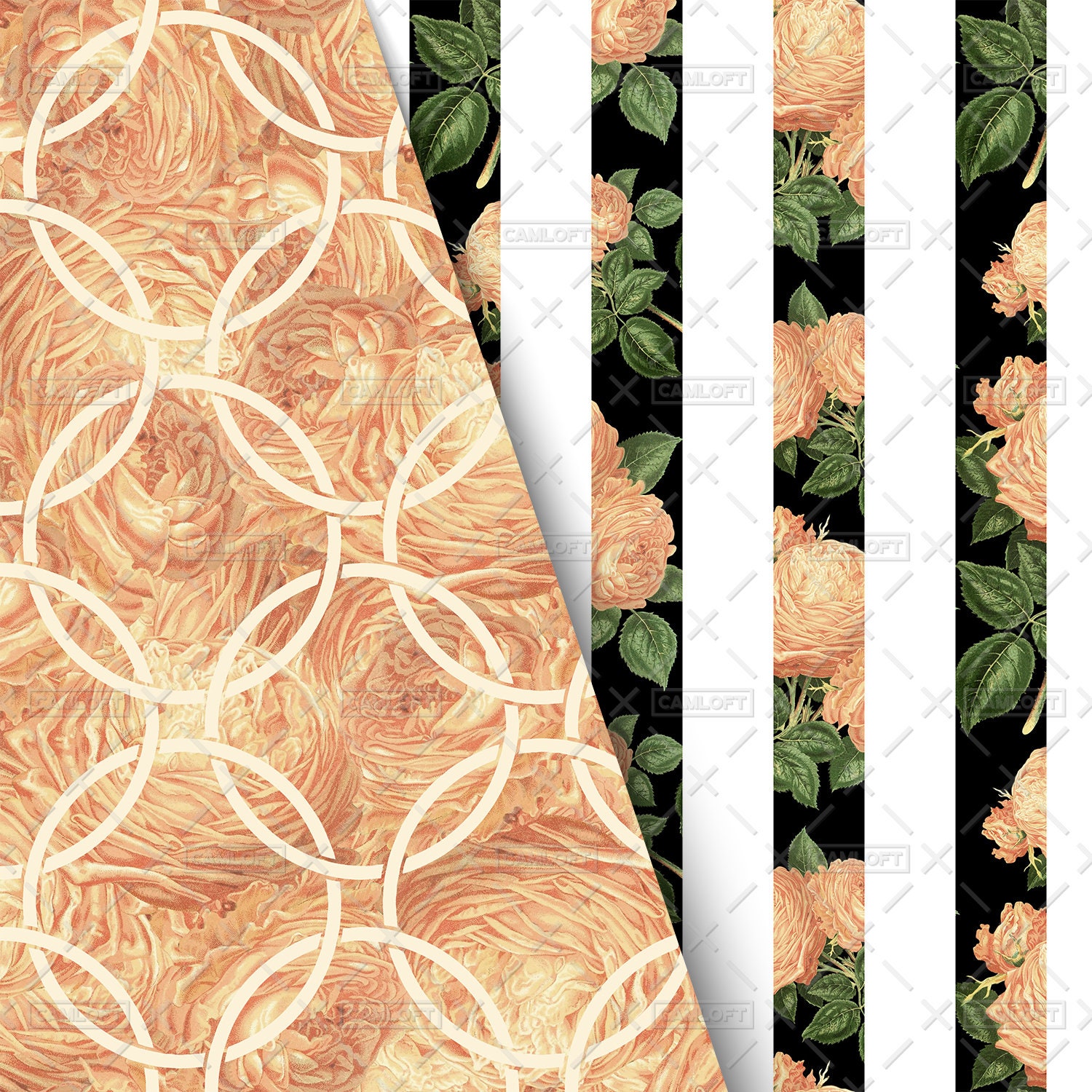 Watercolor Floral Digital Papers Peaches and Cream Beige - Etsy