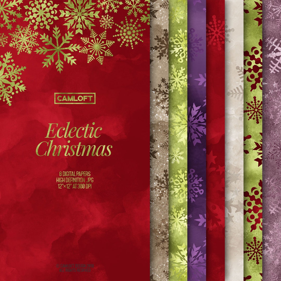 Christmas Digital Paper, Snowflake Patterns, Snowflake Digital Paper ...