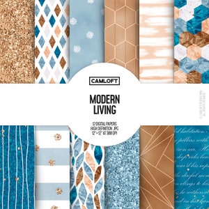 Blue Brown Digital Papers Seamless Patterns Cozy Patterns - Etsy
