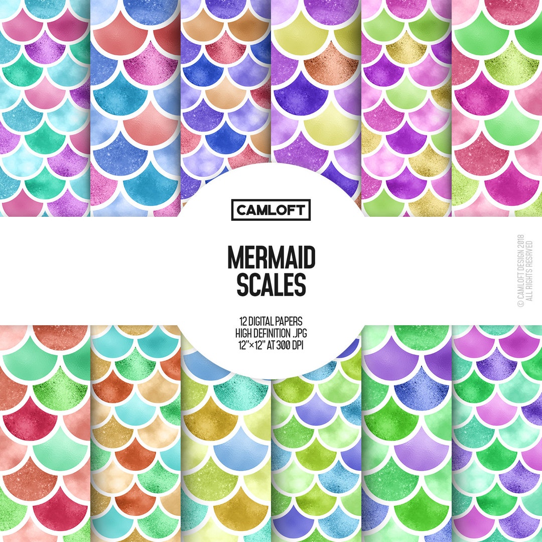 Mermaid Scales Digital Paper, Mermaids Digital, Scales Pattern, Mermaid ...