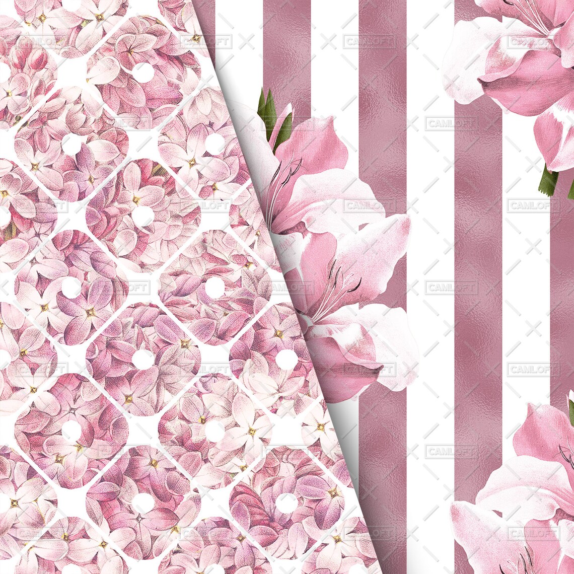 Watercolor Floral Digital Papers, Cherry Blossom Paper, Pink Digital ...