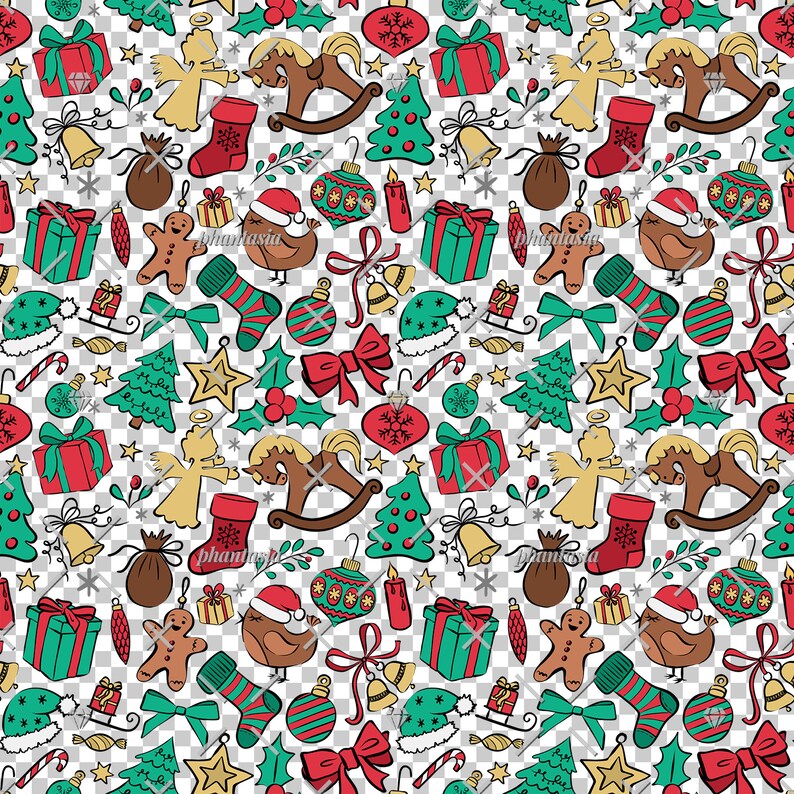 Christmas Doodle Overlays, Transparent Overlays, Winter Doodle Pattern ...