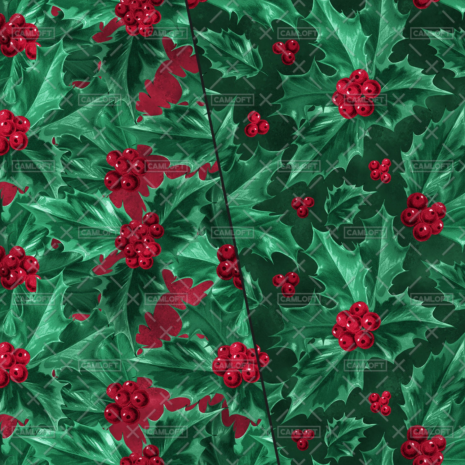 Holly Digital Papers, Holly Patterns, Christmas Pattern, Floral ...