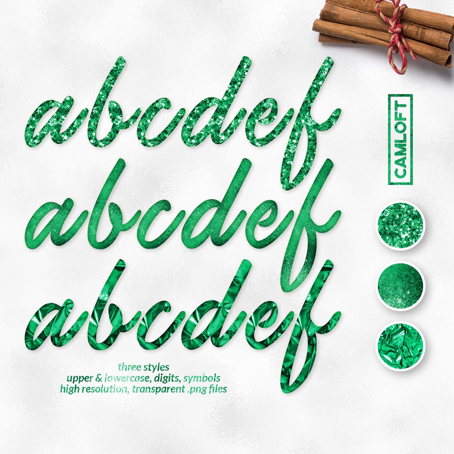 Green Glitter Alphabet Clipart, Christmas Alphabet, Png Alphabet ...