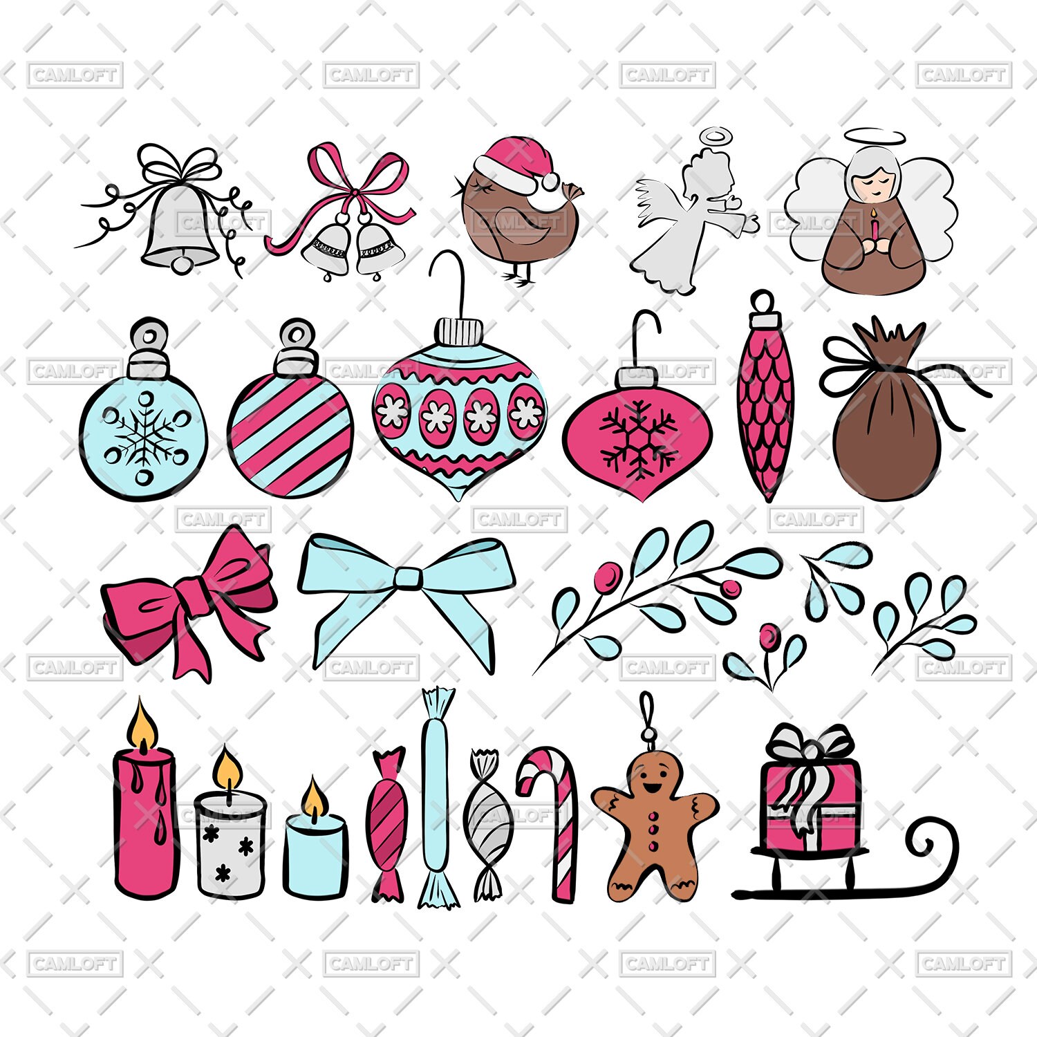 Christmas Doodle Cliparts, Holiday Doodles, Christmas Art, Christmas ...