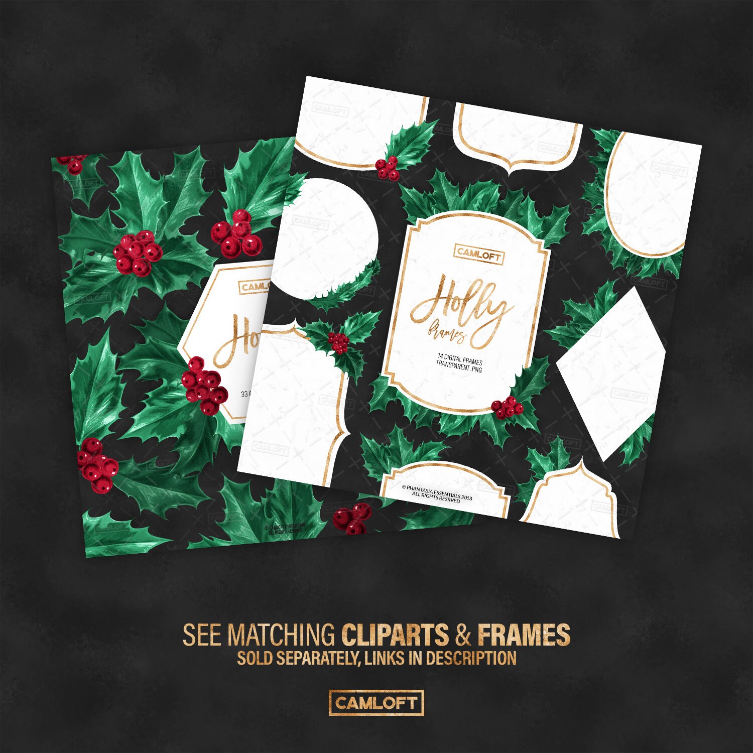 Holly Digital Papers, Holly Patterns, Christmas Pattern, Floral ...