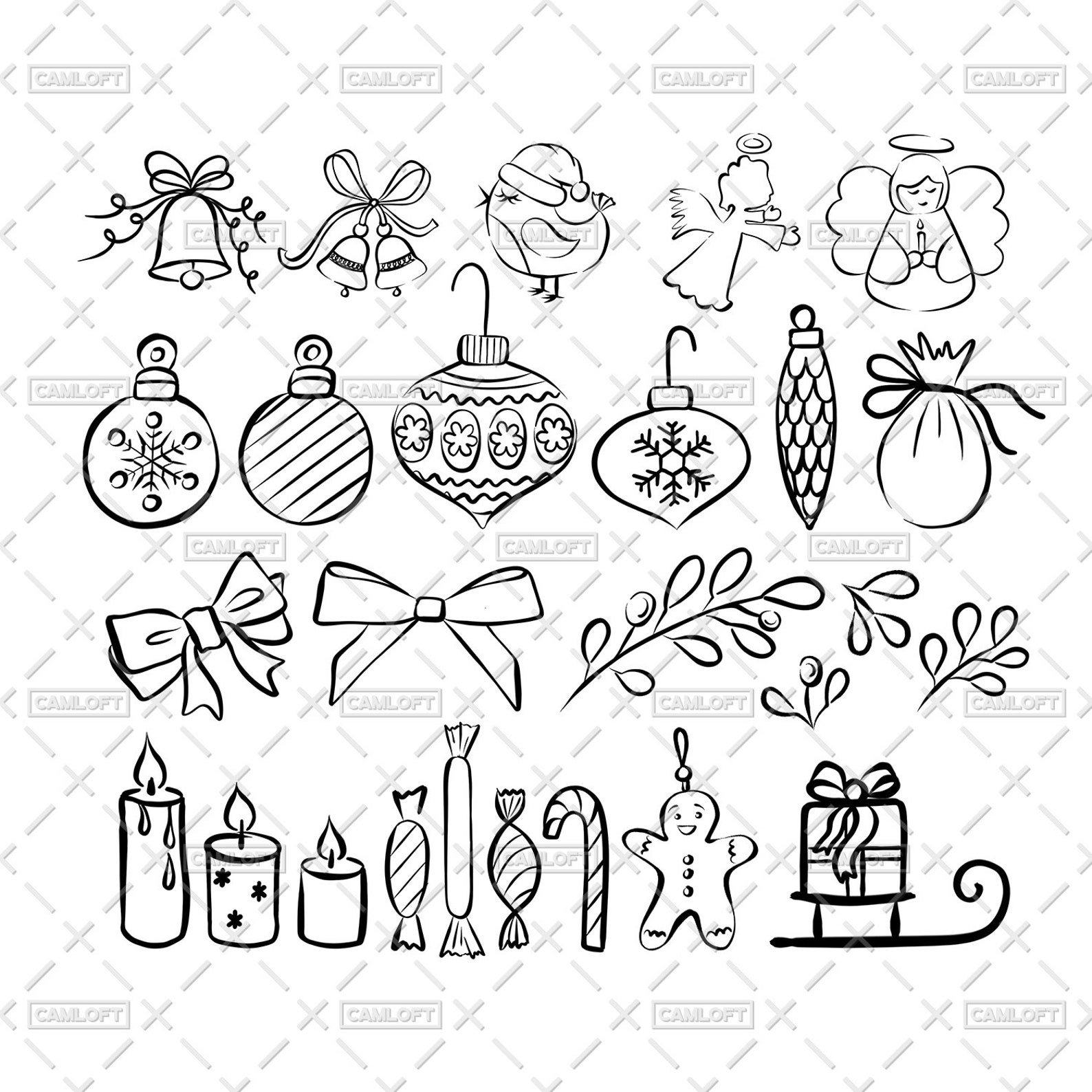 Christmas Doodle Cliparts Holiday Doodles Christmas Art - Etsy