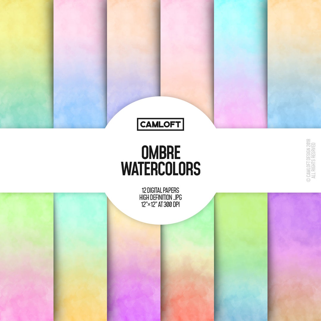 Ombre Watercolor Digital Paper, Planner Background, Watercolor Planner ...