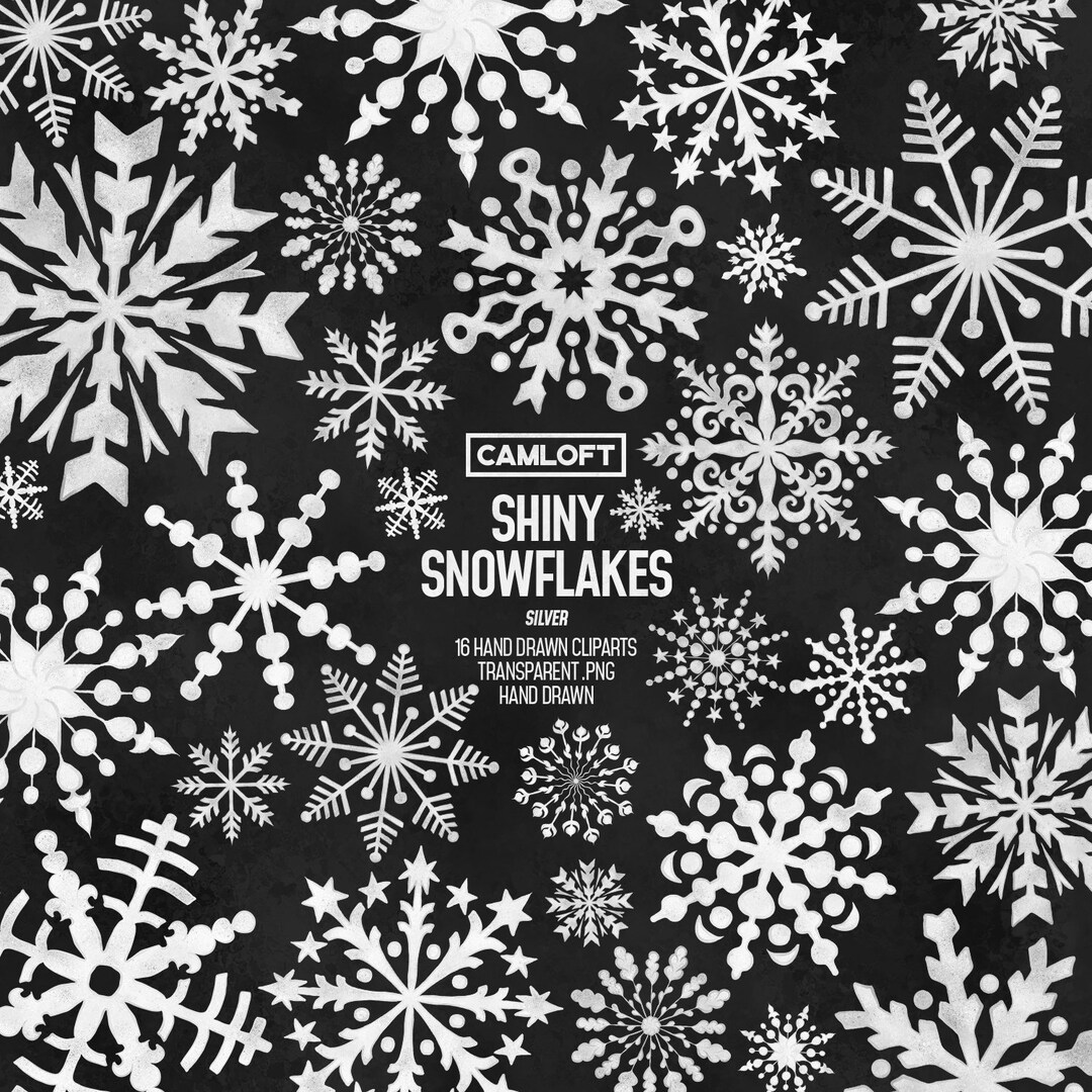 Glitter Snowflake Cliparts, Silver Snowflakes, Snowflake Clip Art, Hand ...