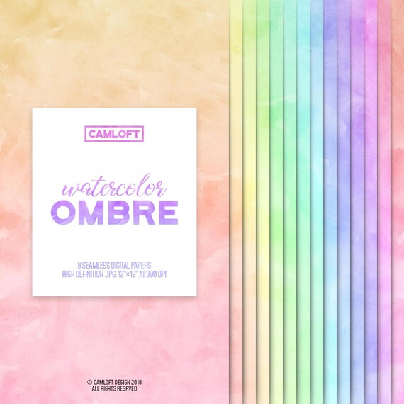 Watercolor Ombre Digital Papers Watercolor Rainbow Seamless | Etsy