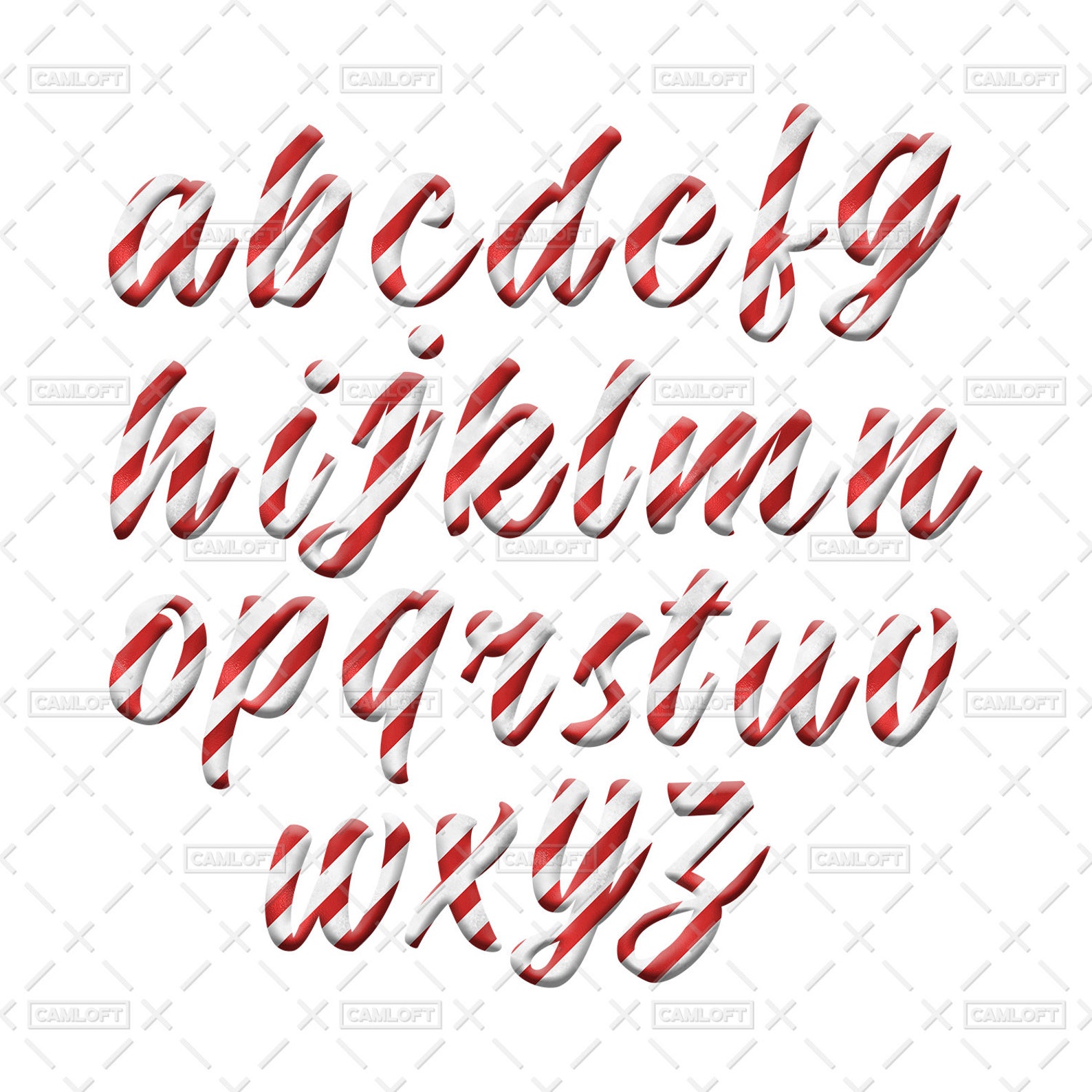Candy Cane Alphabet Clipart, Christmas Alphabet, Png Alphabet, Letters ...