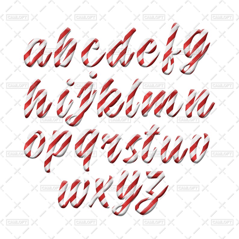 Candy Cane Alphabet Clipart, Christmas Alphabet, Png Alphabet, Letters ...