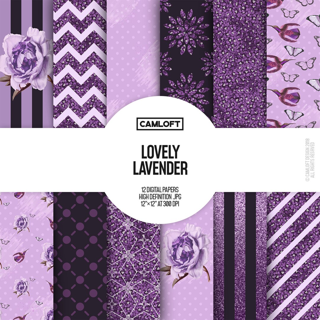 Watercolor Floral Digital Papers, Violet Digital Paper, Purple Digital ...