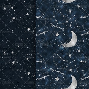 Constellation Digital Paper, Stars Patterns, Astrology Pattern, Zodiac ...