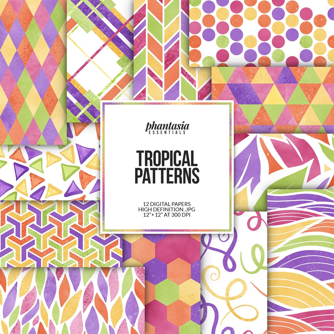 Tropical Digital Paper, Tropical Patterns, Exotic Patterns, Vacation ...