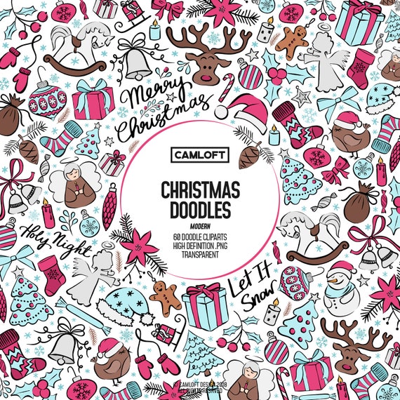 Christmas Doodle Cliparts Holiday Doodles Christmas Art | Etsy