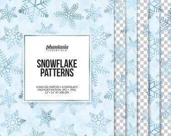 Winter Digital Paper Snowflake Patterns Snowflake Digital | Etsy