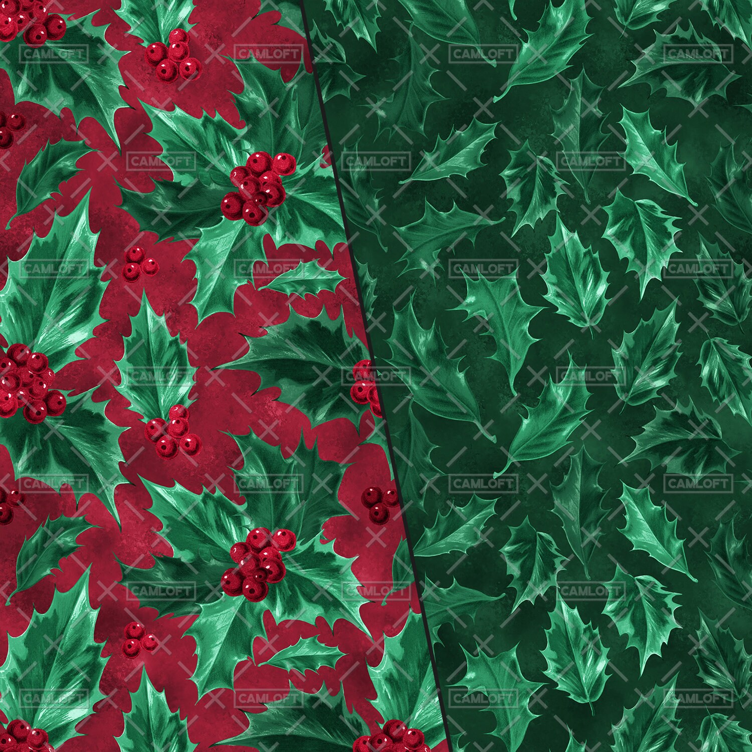 Holly Digital Papers, Holly Patterns, Christmas Pattern, Floral ...