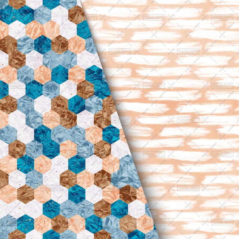 Blue Brown Digital Papers Seamless Patterns Cozy Patterns | Etsy