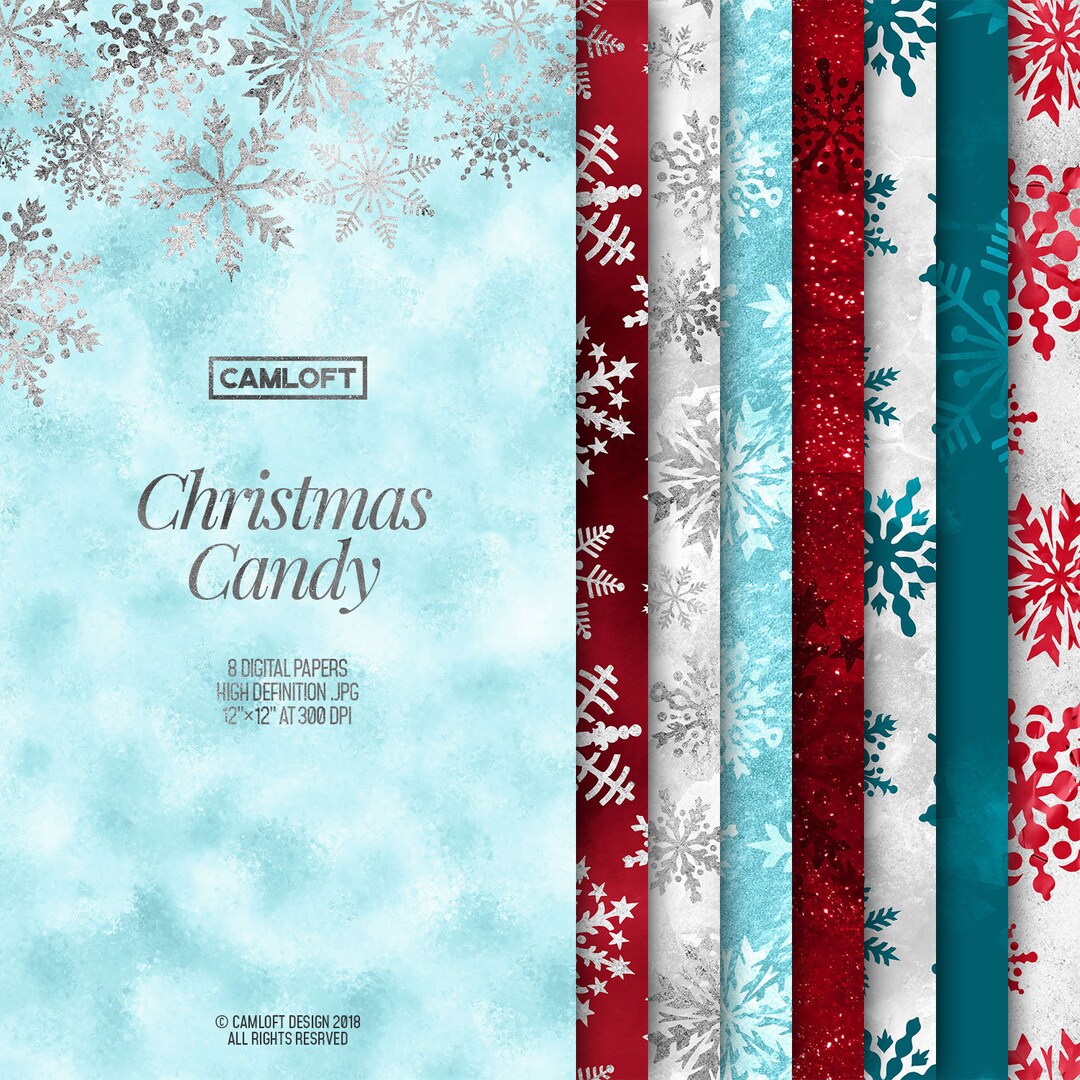 Christmas Digital Paper, Snowflake Patterns, Snowflake Digital Paper ...