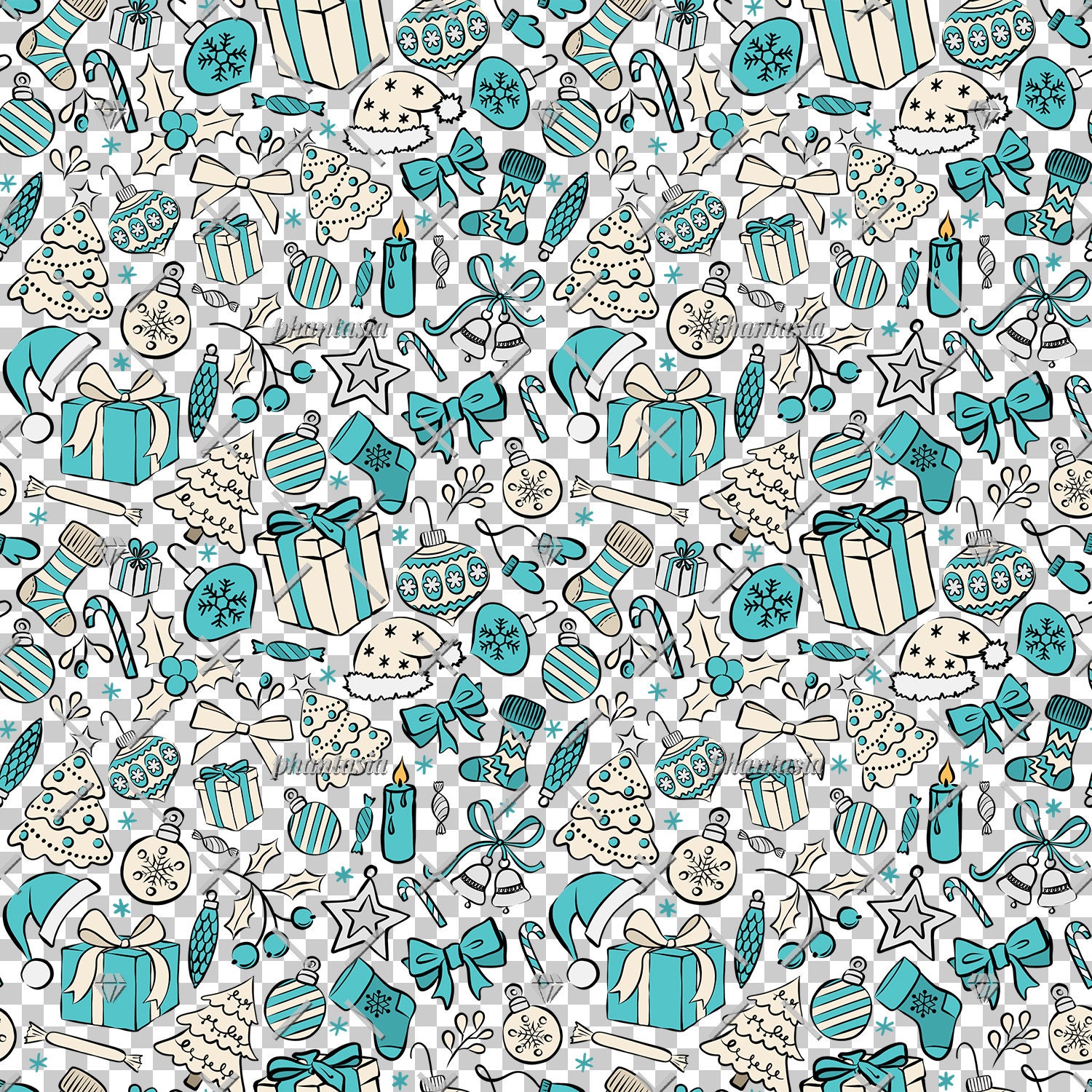 Christmas Doodle Overlays, Transparent Overlays, Winter Doodle Pattern ...