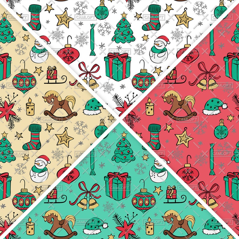 Christmas Doodle Patterns, Doodle Digital Papers, Winter Doodles ...