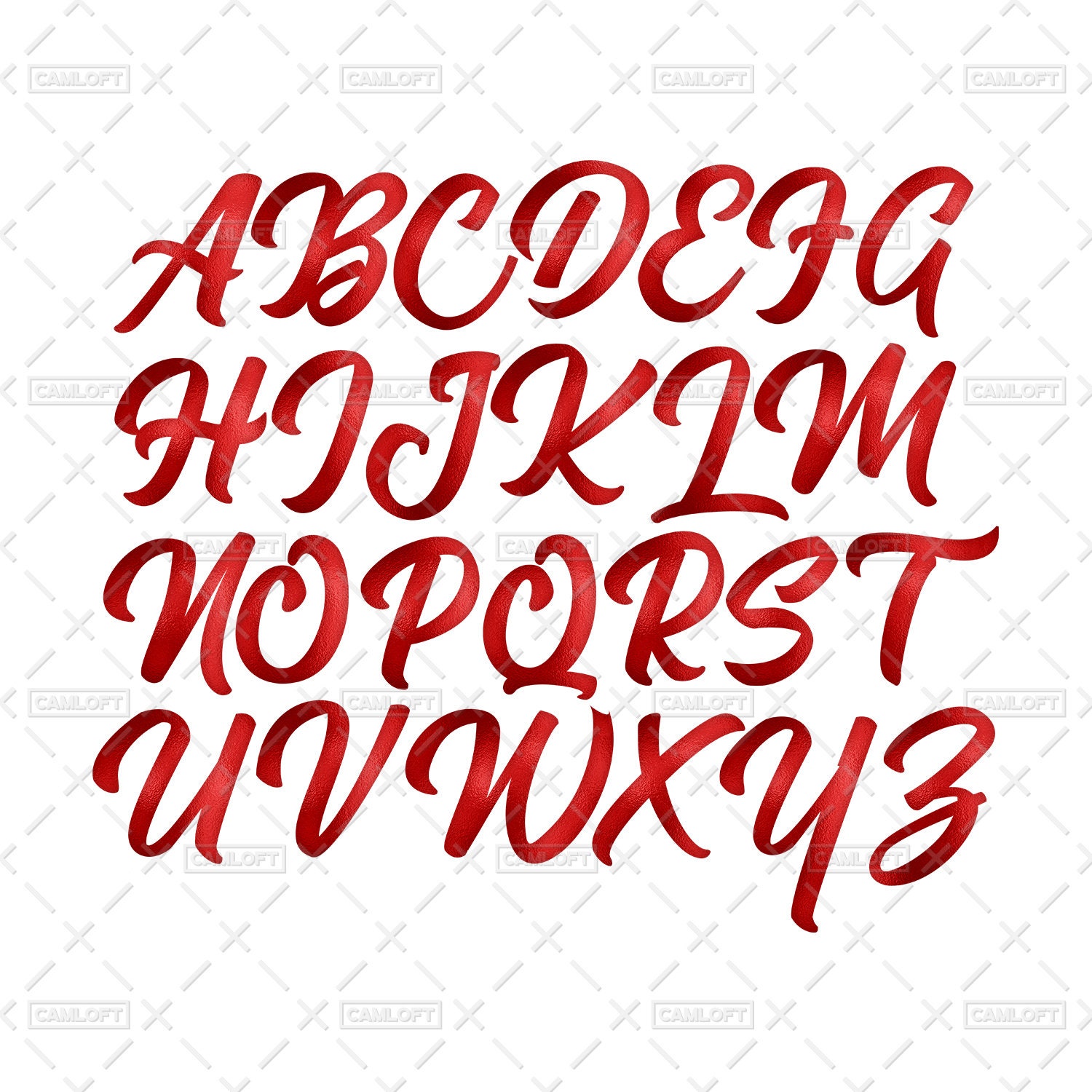 Red Foil Alphabet Clipart, Christmas Alphabet, Png Alphabet, Letters ...