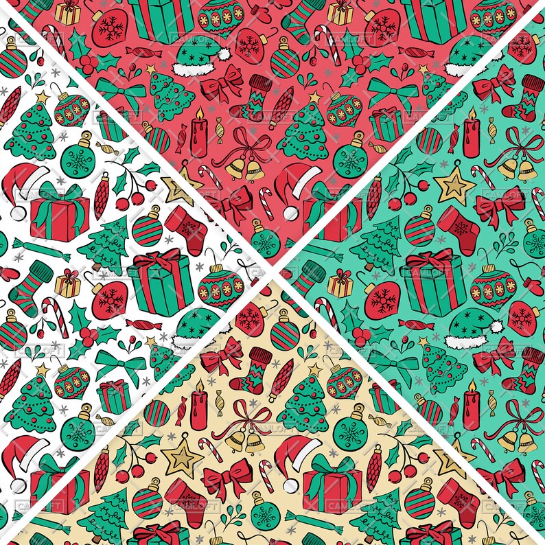 Christmas Doodle Patterns, Doodle Digital Papers, Winter Doodles ...