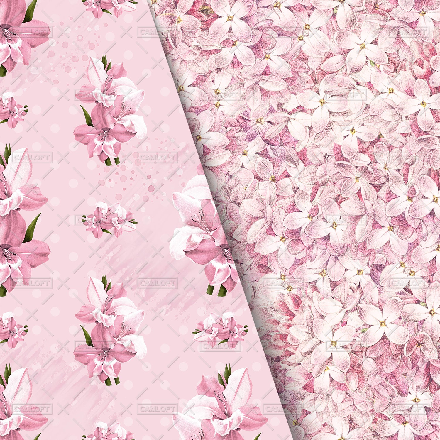 Watercolor Floral Digital Papers, Cherry Blossom Paper, Pink Digital ...