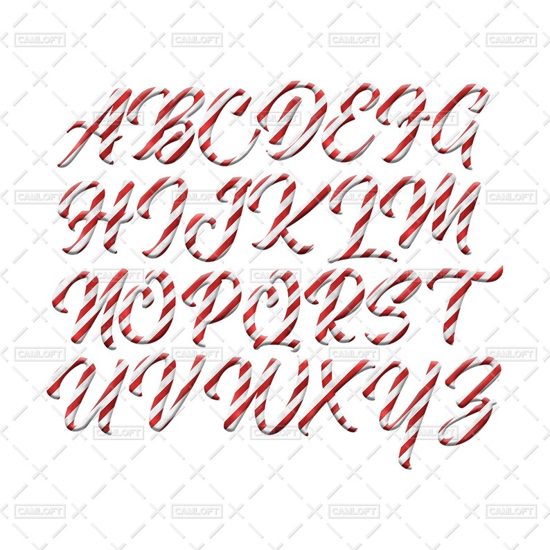 Candy Cane Alphabet Clipart, Christmas Alphabet, Png Alphabet, Letters ...