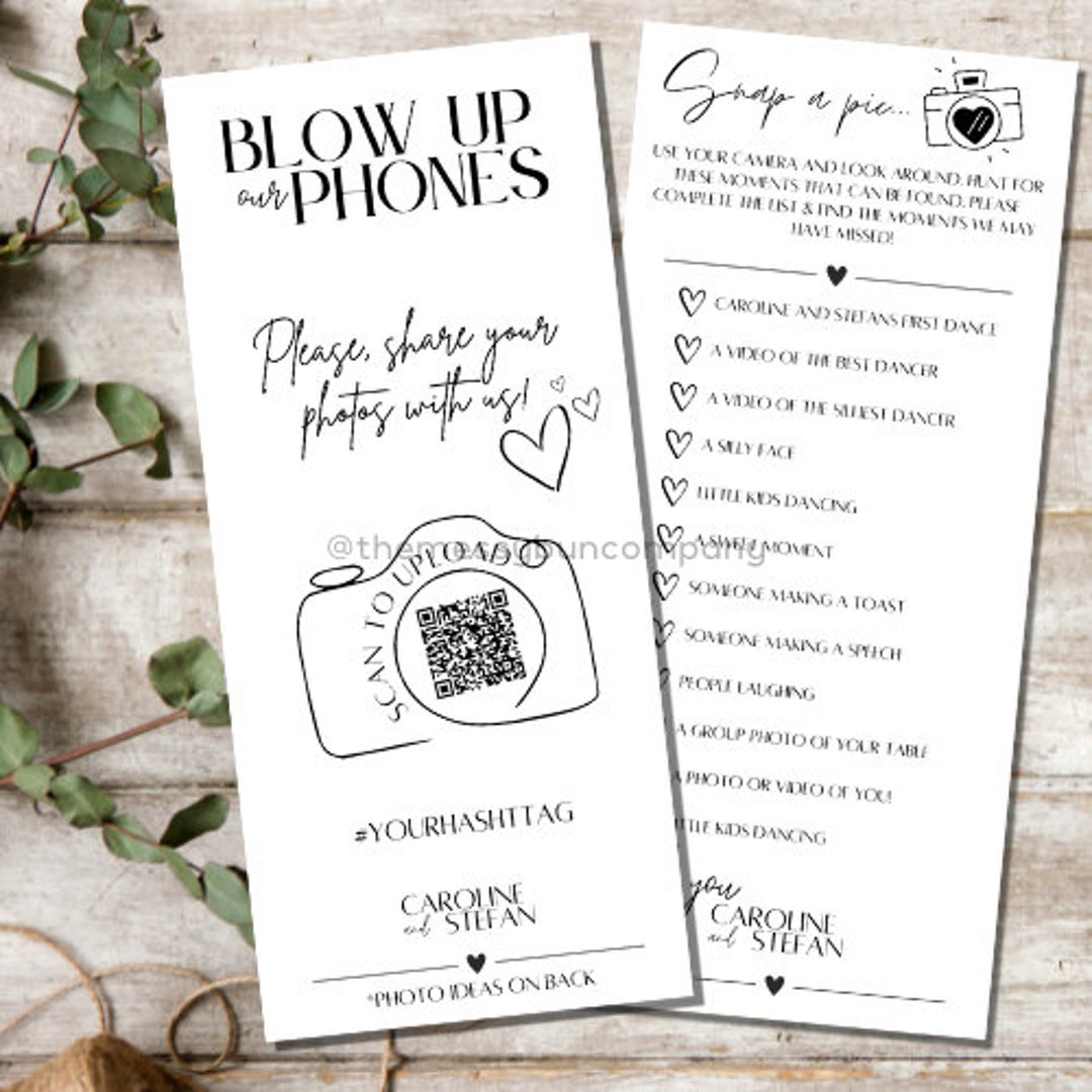 Blow up Phones I Spy Wedding Game Template Photo Hunt Card - Etsy