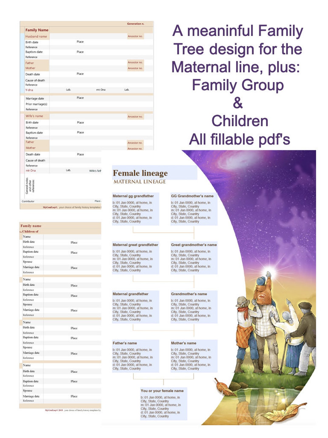 Maternal Ancestor Record, Family Group, Ancestry Record, Genealogy ...