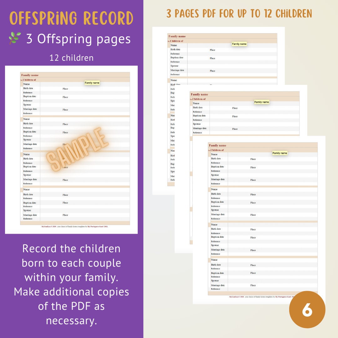 Interactive Genealogy Printable Auto-complete Fields Family Tracker ...