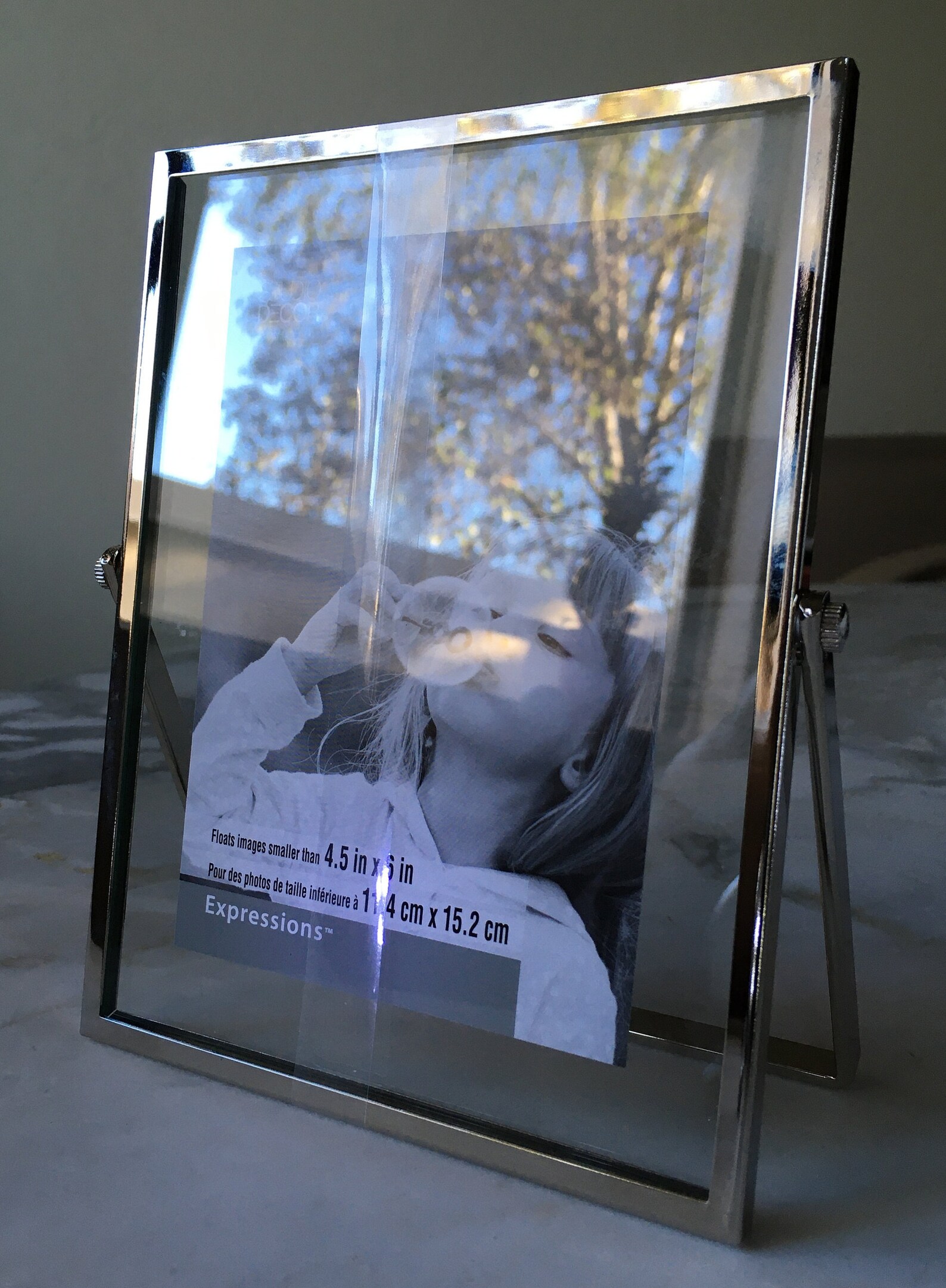 Free Standing Picture Frame Chrome and Glass Adjustable Stand | Etsy