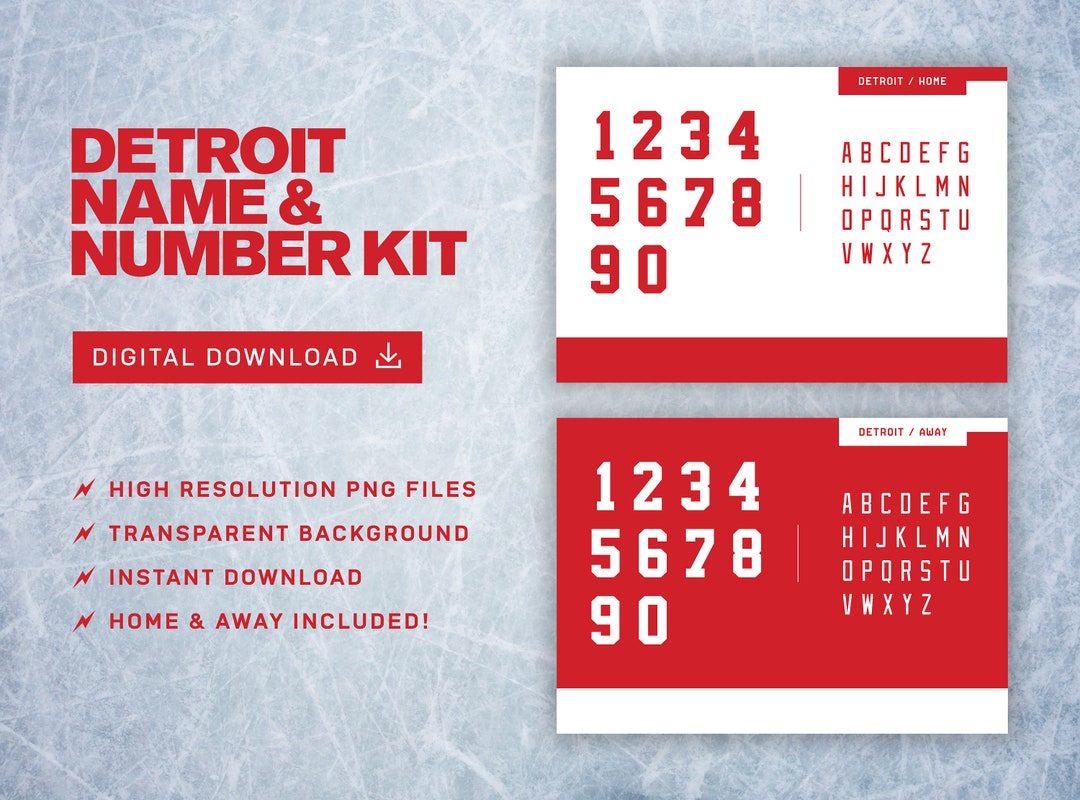 Red Wings Numbers & Letters High-res Digital PNG Files for Jerseys ...