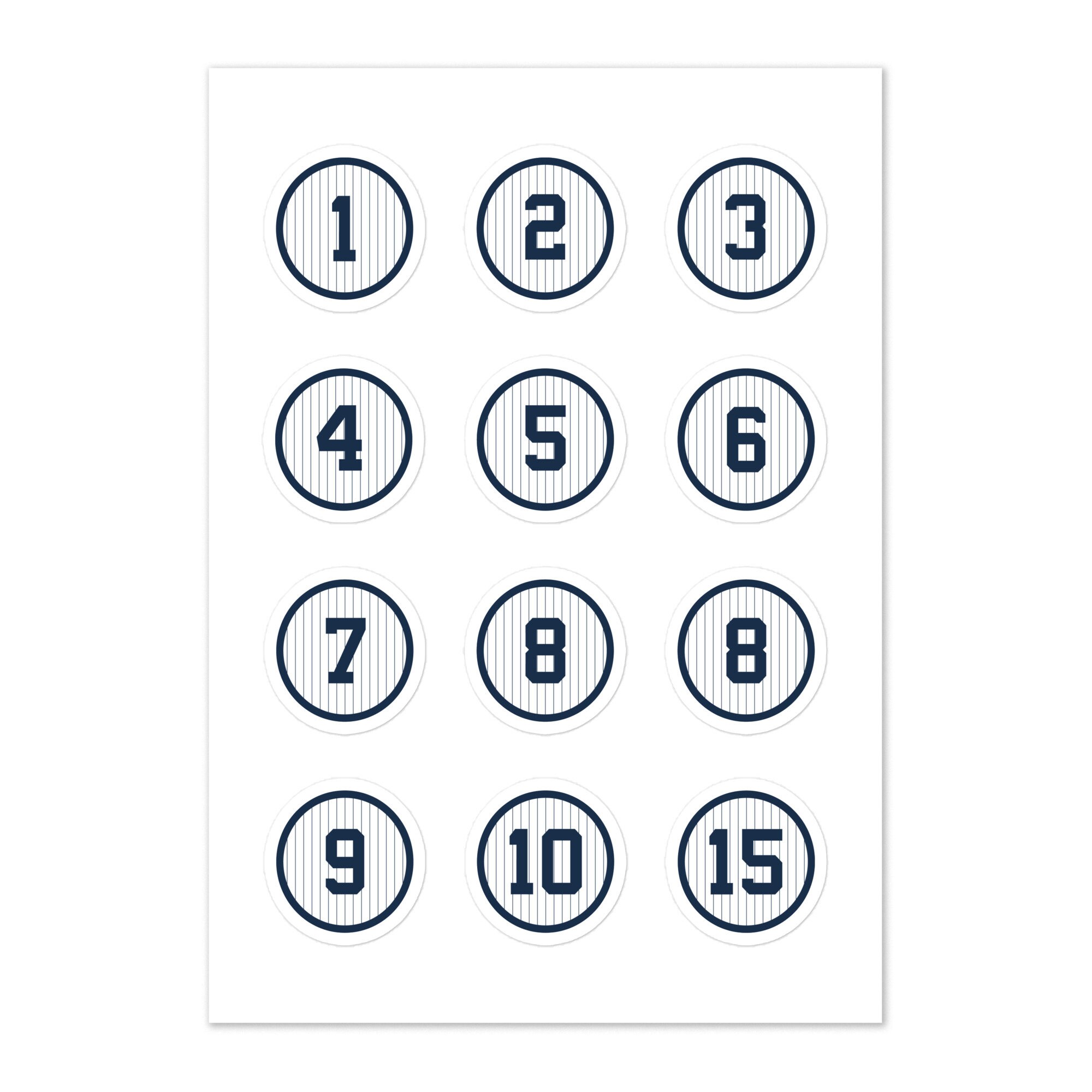 NY Yankees Stickers ALL 23 Retired Numbers Vinyl Decal Sheets - Etsy