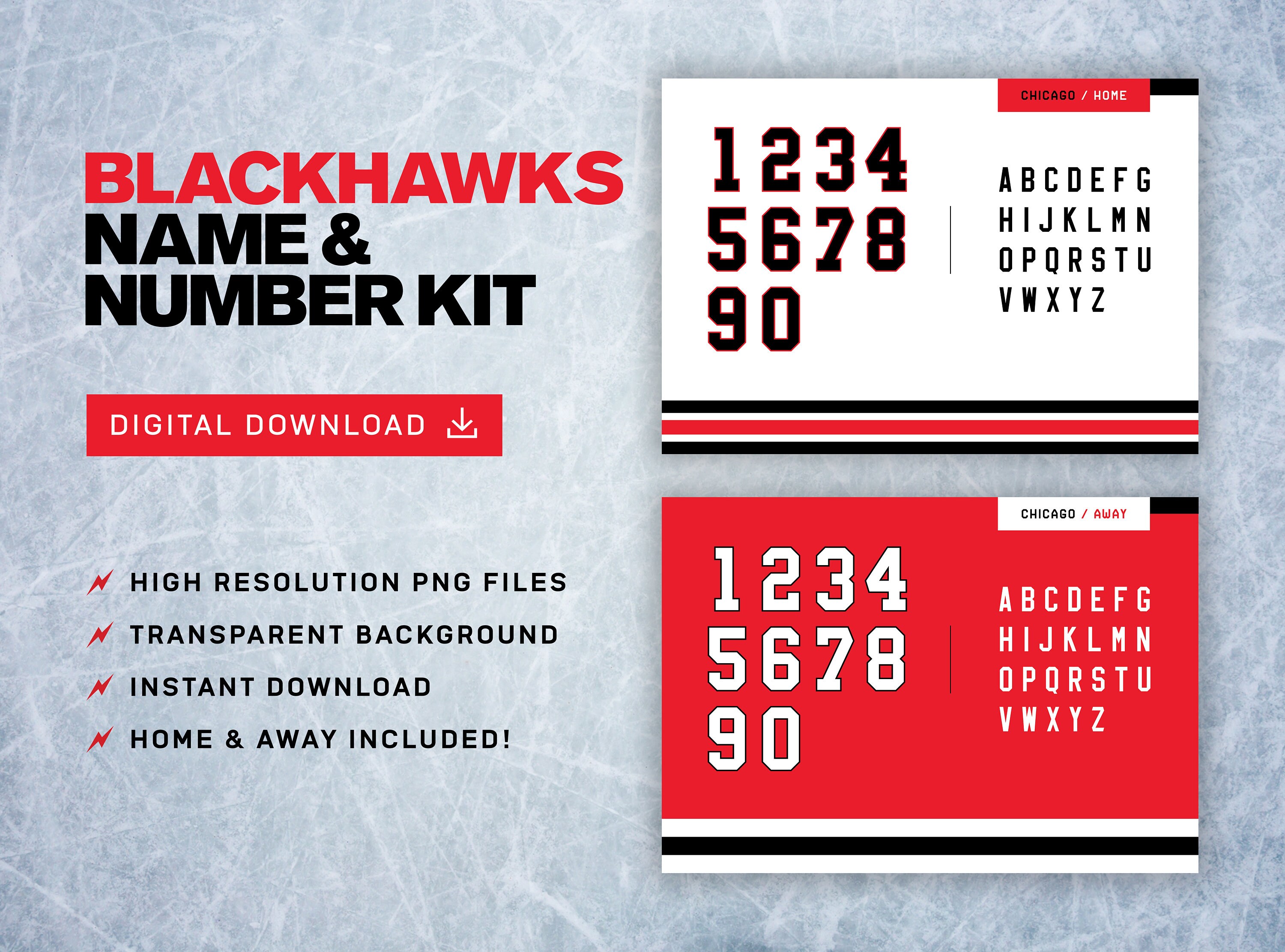 Blackhawks Numbers & Letters High-res Digital PNG Files for Jerseys ...
