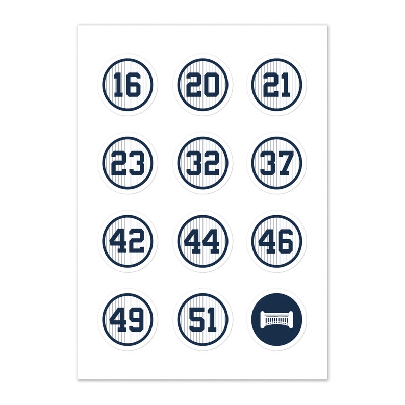 NY Yankees Stickers ALL 23 Retired Numbers Vinyl Decal Sheets - Etsy