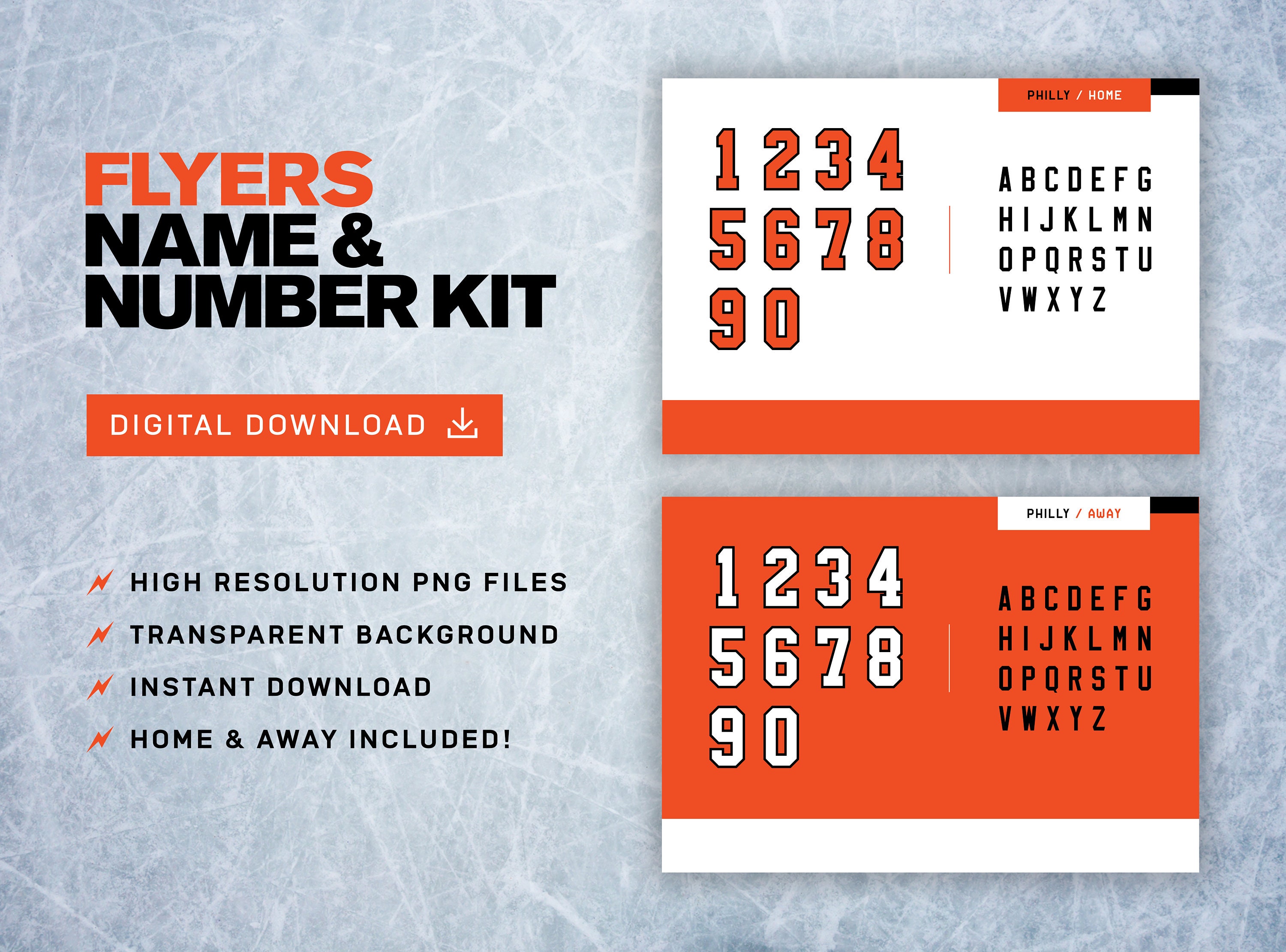 Flyers Numbers & Letters High-res Digital PNG Files for Jerseys ...