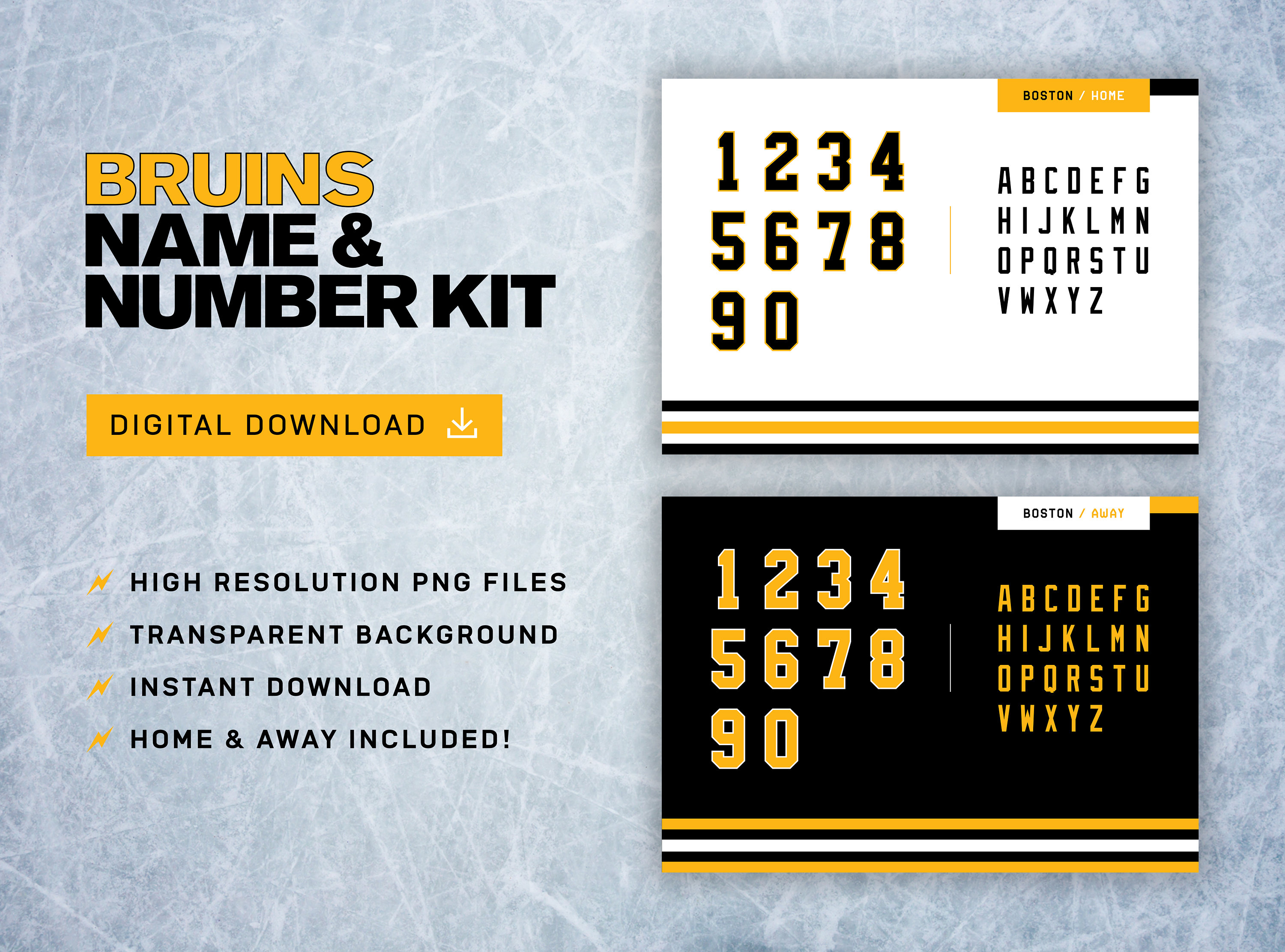 Bruins Numbers & Letters High-res Digital PNG Files for Jerseys ...
